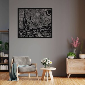 Starry Night Metal Wall Art , Van Gogh Starry Night Wall Decor , Living ...
