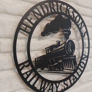 Personalized Railroad Metal Wall Sign , Custom Train Metal Wall Decor ...