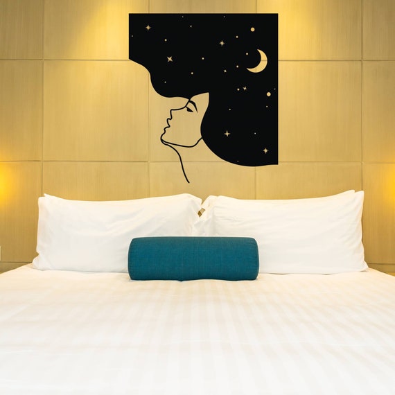 Moon Metal Wall Art Starry Night Metal Wall Decor Woman - Etsy