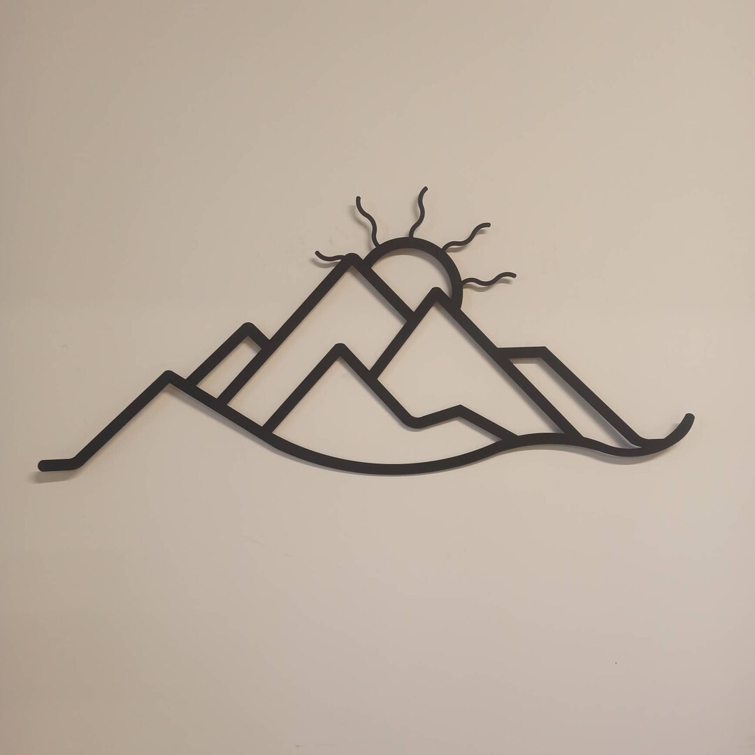 Mountain Sun Metal Wall Sign , Large Mountain Metal Wall Art ...