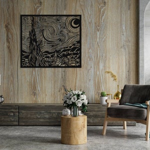 Starry Night Metal Wall Art , Van Gogh Starry Night Wall Decor , Living ...