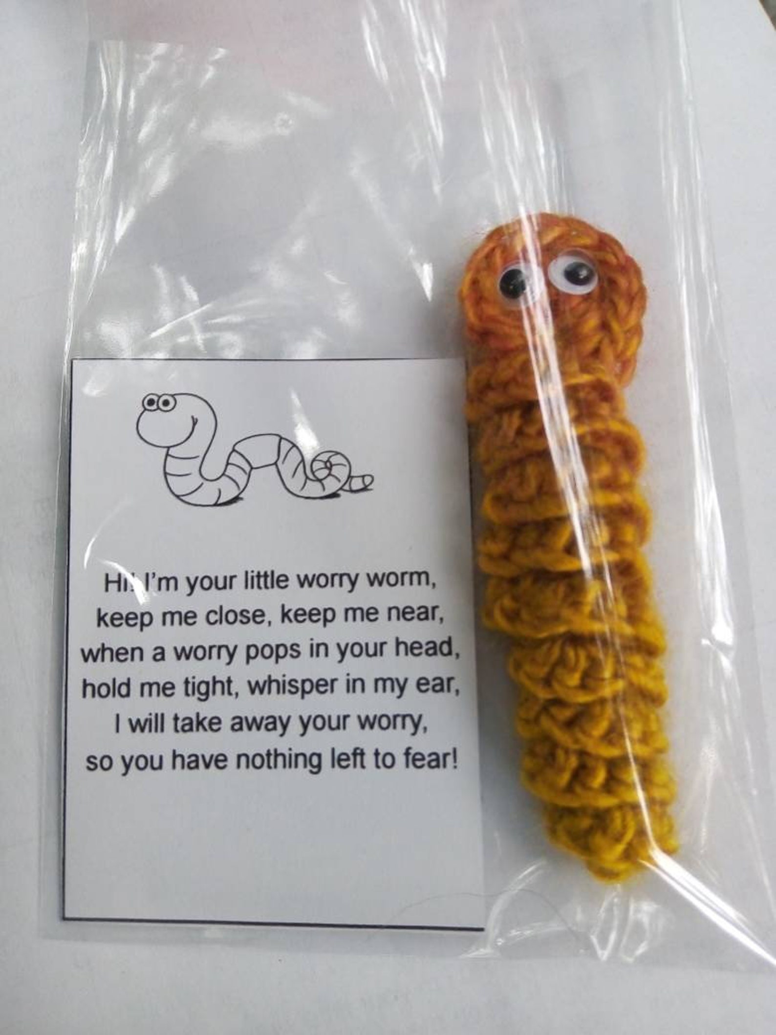 Worry worm with googly eyes | Etsy