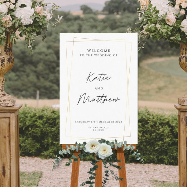 Gold Frame Wedding Welcome Sign - Etsy