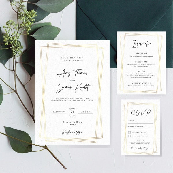 Gold Wedding Invite - Etsy