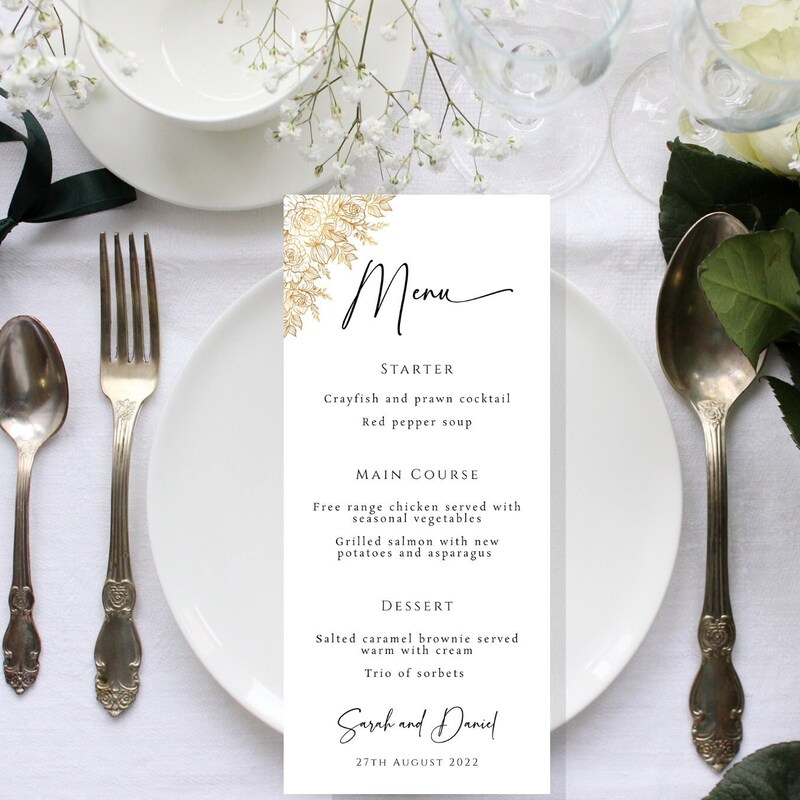 Gold Menu - Etsy