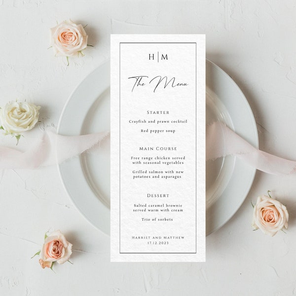 Monogram Menu - Etsy