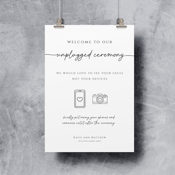 Unplugged Ceremony Sign - Etsy