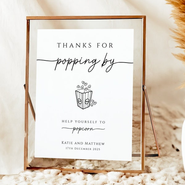 Thanks for Popping by Printable Sign, Baby Shower Popcorn Sign ...