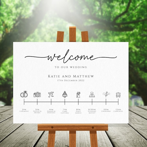Simple Wedding Welcome Timeline Sign Template Large Wedding - Etsy