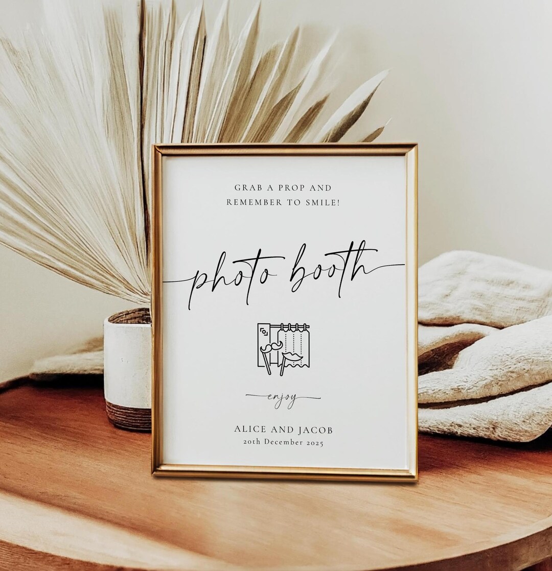 Photo Booth Sign Printable Template, Wedding Photo Booth Icon, Editable ...