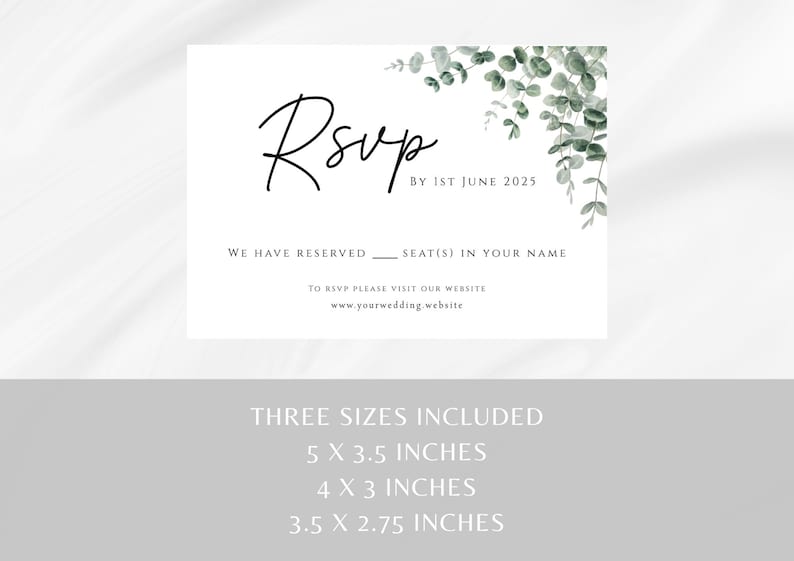 Eucalyptus Wedding RSVP Card Template: Greenery Printable RSVP Party ...
