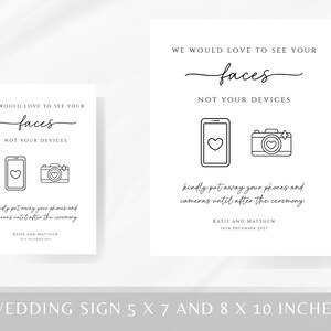 Wedding No Devices Sign Template, Unplugged Ceremony Sign, No Phones or ...