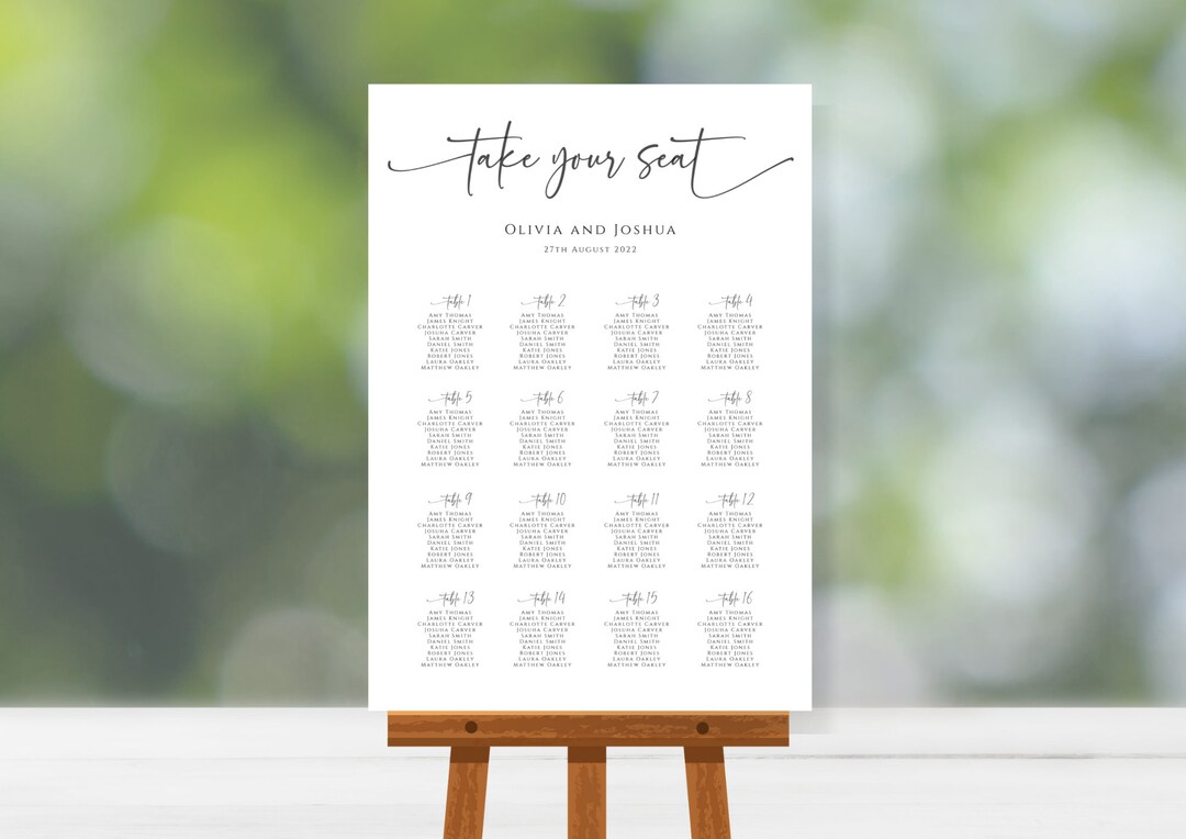 Modern Wedding Table Plan Template, Minimalist Wedding Seating Chart ...