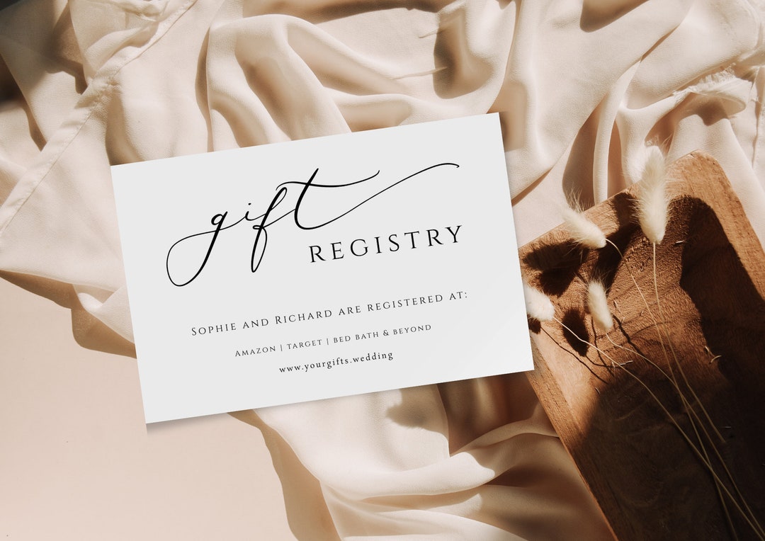 Gift Registry Card Template, Elegant Diy Wedding Registry Enclosure ...