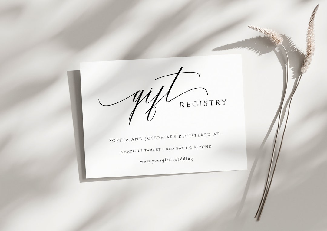 Gift Registry Card Template, Diy Printable Wedding Registry Enclosure ...