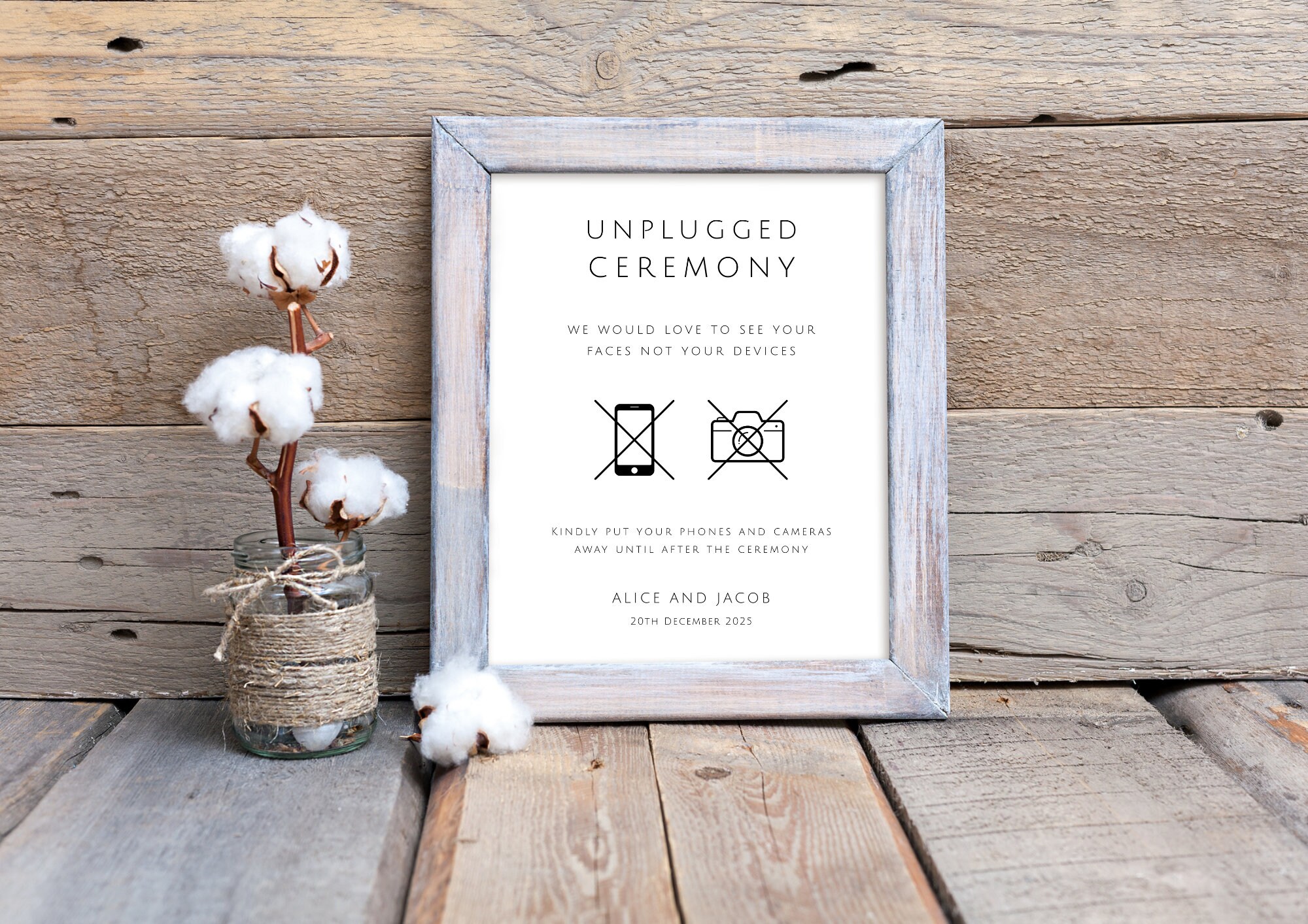 Unplugged Ceremony Printable Sign Template, Editable No Phones or ...