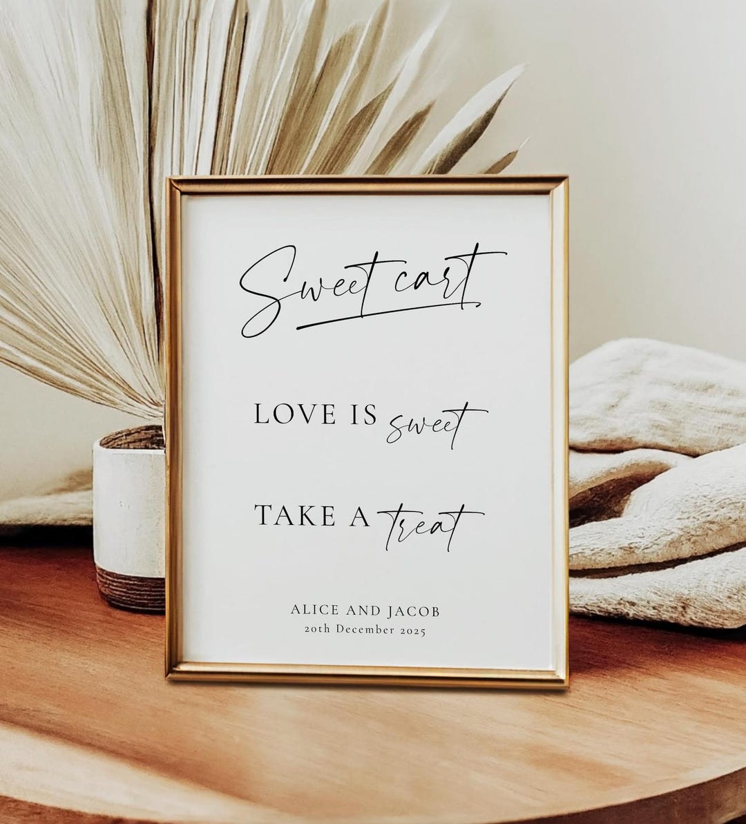 Wedding Sweet Cart Sign Template, Modern Printable Love is Sweet Take a ...