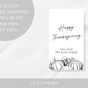 Editable Thanksgiving Gift Tag Template, Pumpkin Printable Party Tags ...