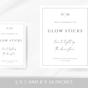 Glow Sticks Sign Template, Wedding Monogram Light up the Dance Floor ...