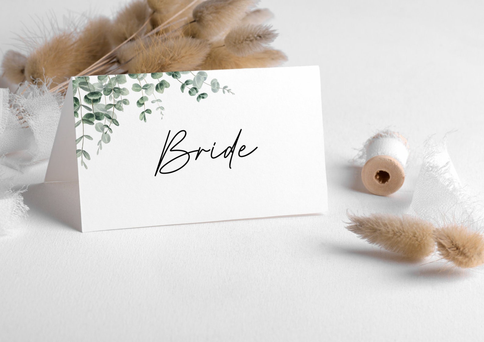 Eucalyptus Wedding Place Card Template Greenery Name Card - Etsy