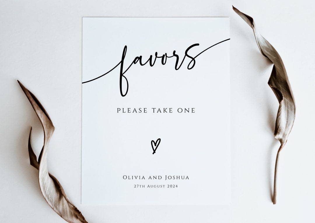 Wedding Favors Sign Template, Printable Favors Take One Sign, Modern ...