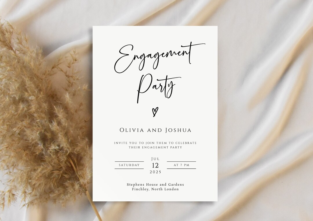 Engagement Party Invitation Printable, Modern Photo Engagement Invite ...