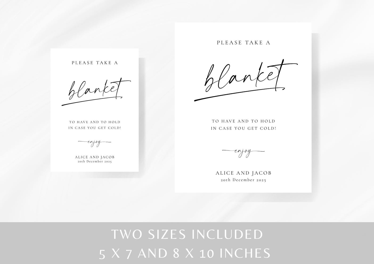 Wedding Blanket Printable Sign Template, Modern Script, Editable to ...