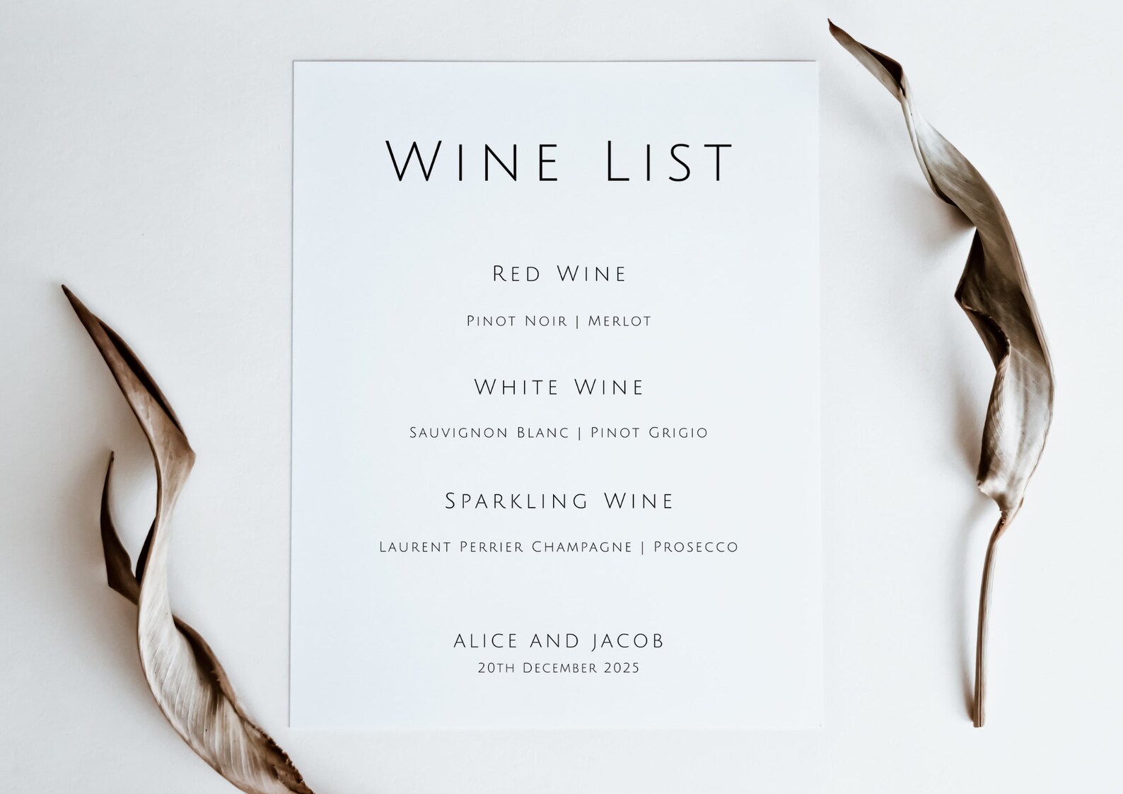 Wine List Printable Sign Template, Editable Wedding Wine Menu Sign ...