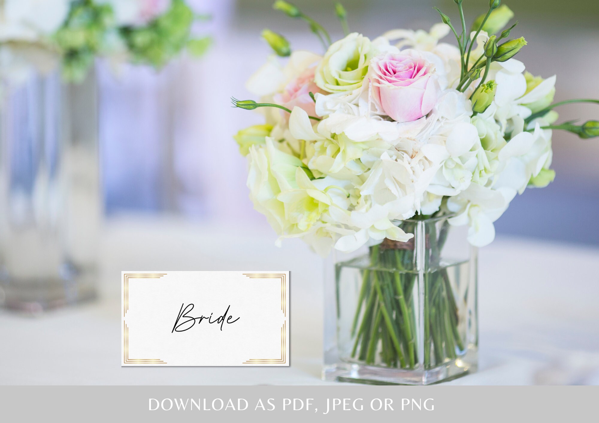 Gold Wedding Place Card Template, Gold Frame Name Card, Editable Tent ...
