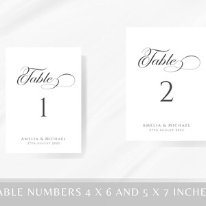 Calligraphy Table Number Template, Elegant Wedding Table Number Signs ...