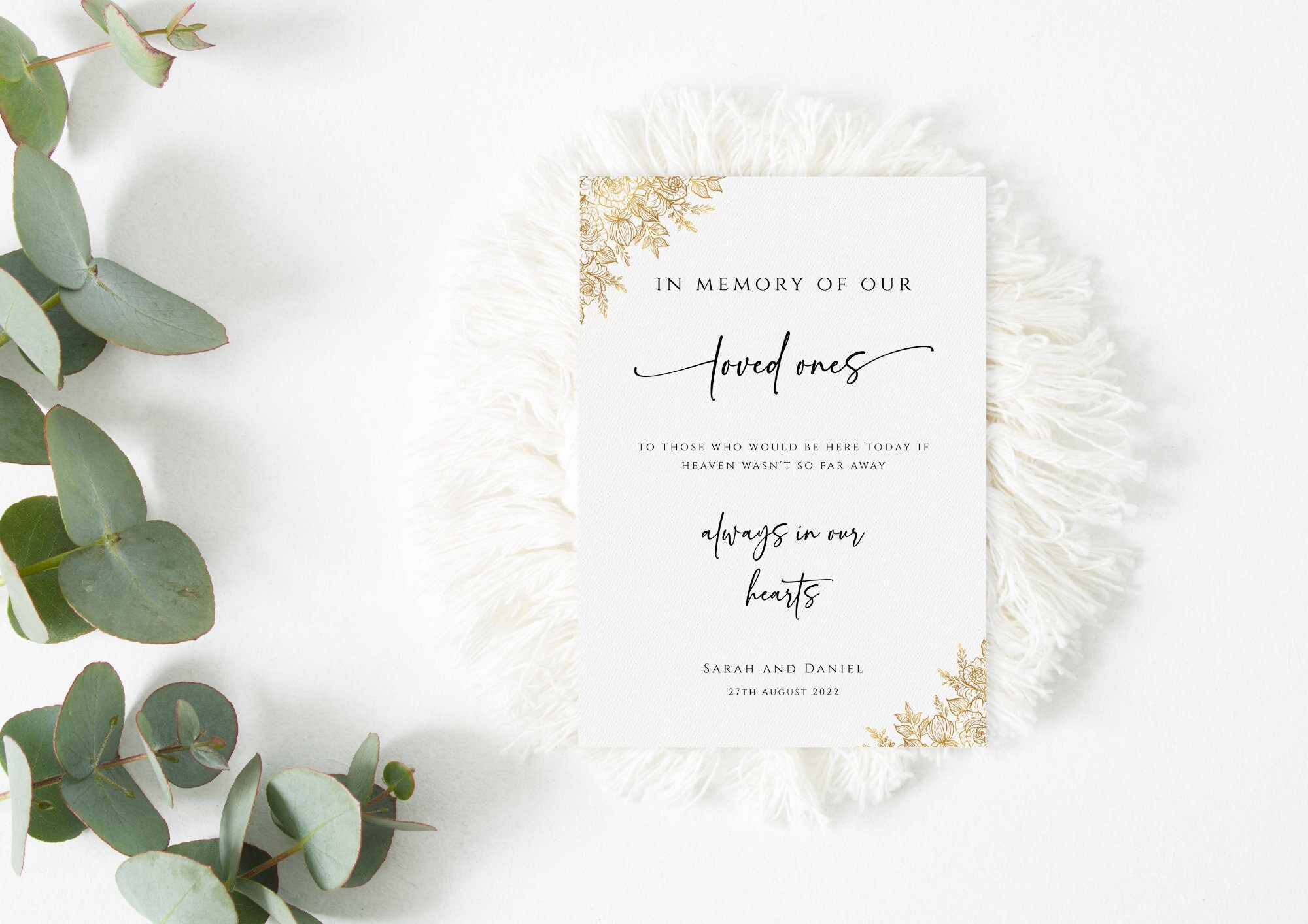 Gold Wedding in Memory Sign Template Gold Floral Memorial - Etsy UK