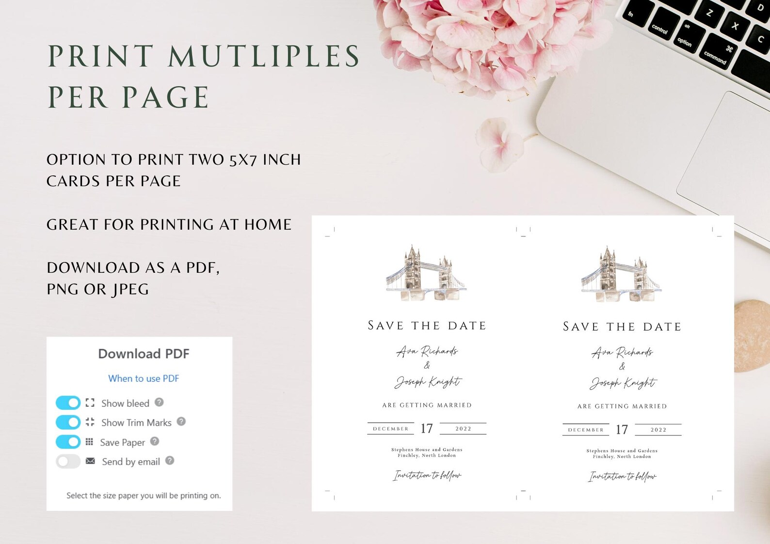 London Invitation Template, Destination Wedding Save the Date Template ...