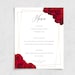 Red Rose Wedding Menu Template, Red and Gold Wedding Menu Card, Gold ...