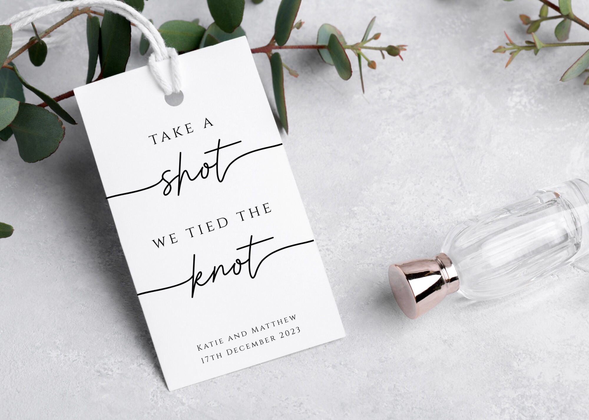 Wedding Shot Favor Tag Template Take a Shot We Tied the Knot - Etsy