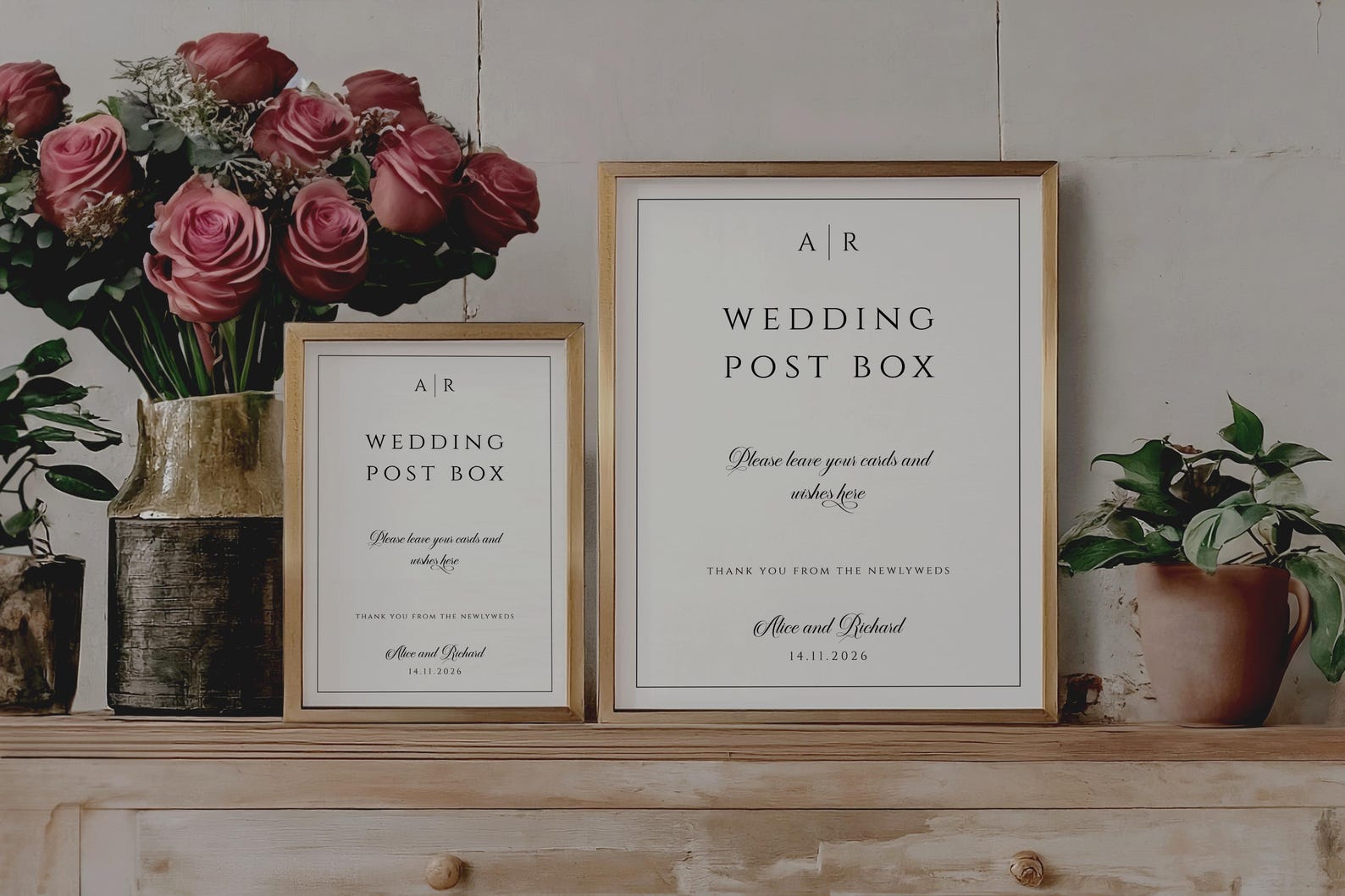 Elegant Wedding Post Box Sign Template: Monogram Printable (digital ...