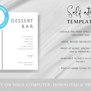 Monogram Dessert Bar Sign Template, Printable Wedding Dessert Sign ...
