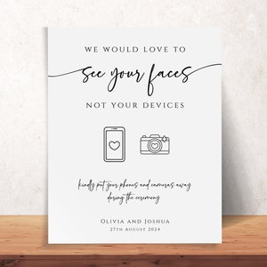 Wedding No Devices Sign Template, Modern Unplugged Ceremony Printable ...