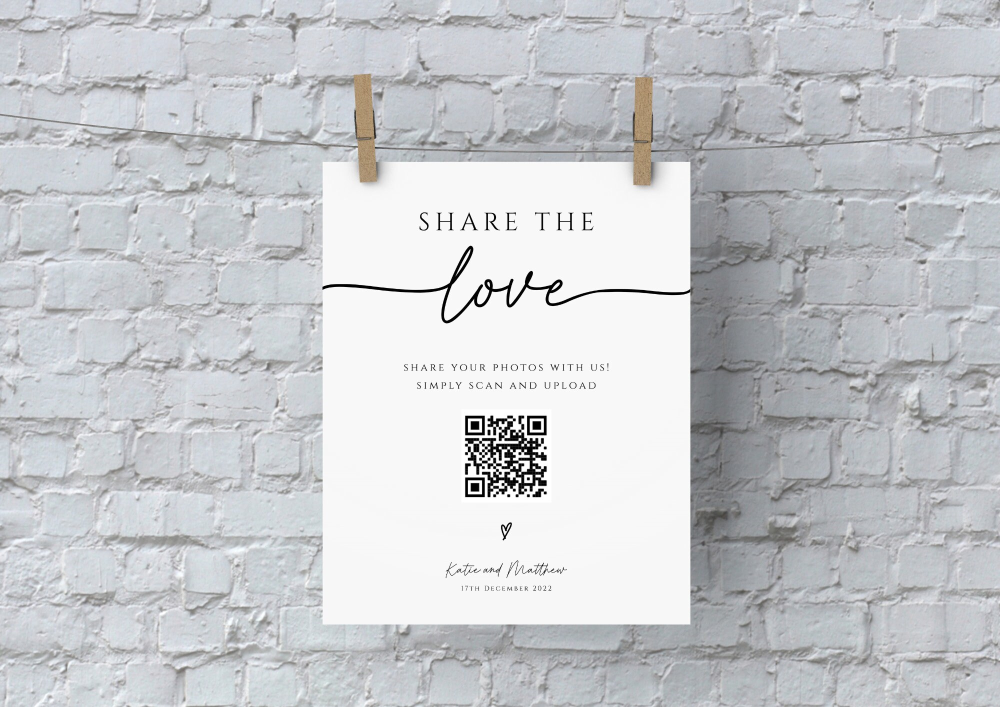 Share the Love QR Code Sign Template Wedding Photo Sign - Etsy Canada