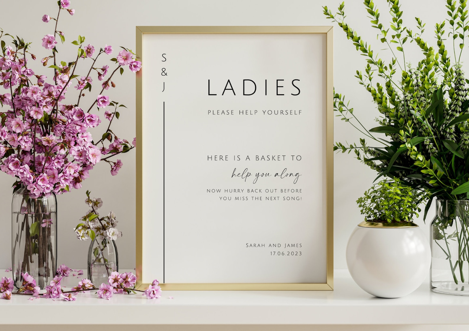 Modern Wedding Bathroom Sign Template, Wedding Ladies Gents Basket Sign ...