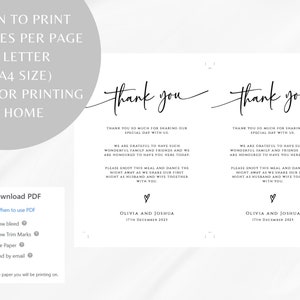 Modern Thank You Note Template, Wedding Place Setting Thank You Card ...
