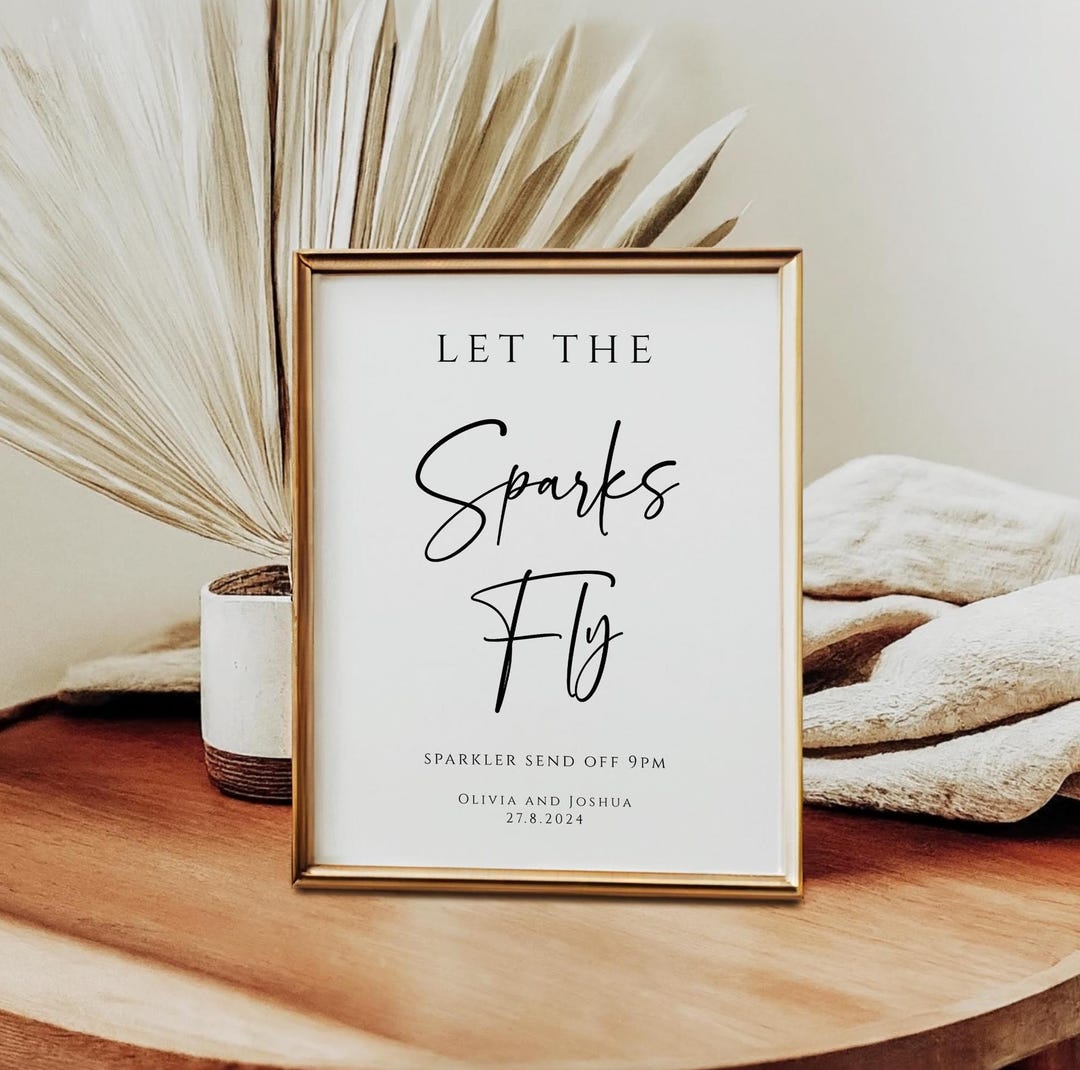 Wedding Sparkler Sign Template, Modern Let the Sparks Fly Printable ...