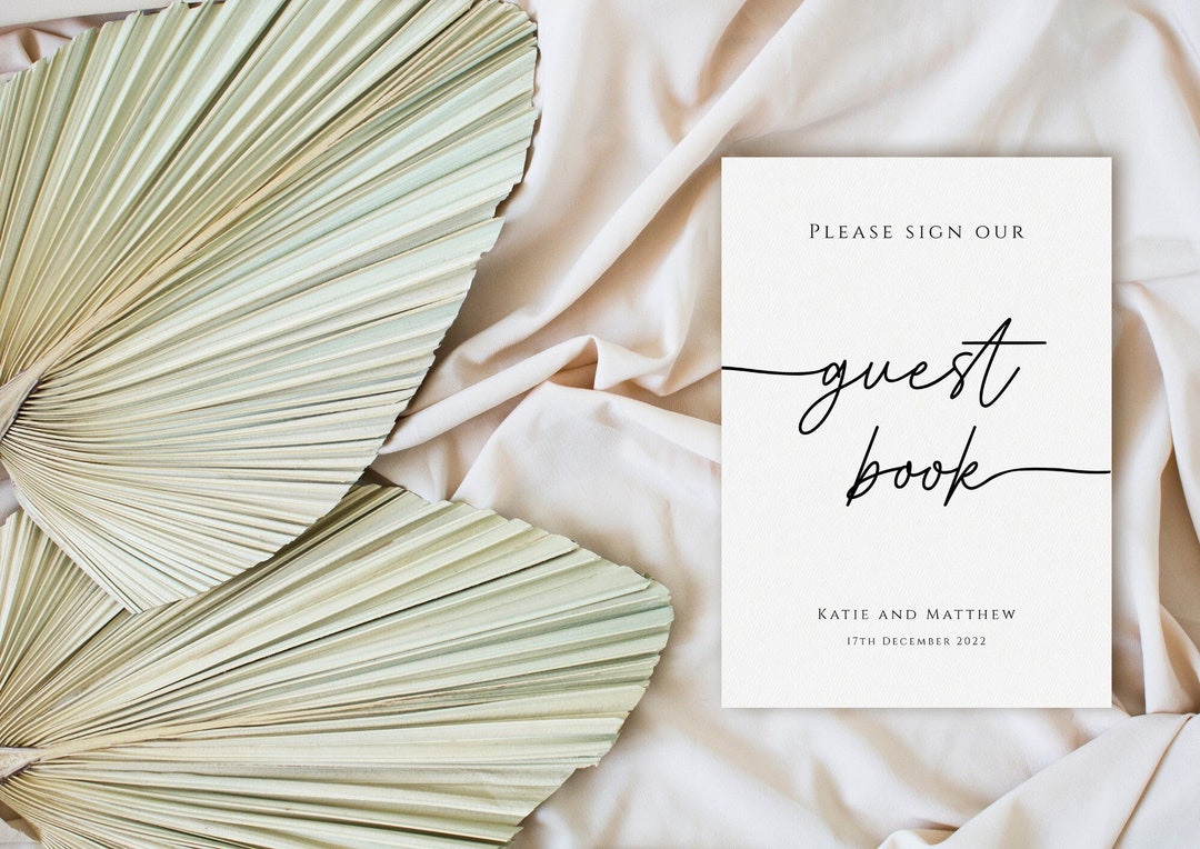 Guest Book Sign Template, Wedding Sign Printable, Simple Handwriting ...