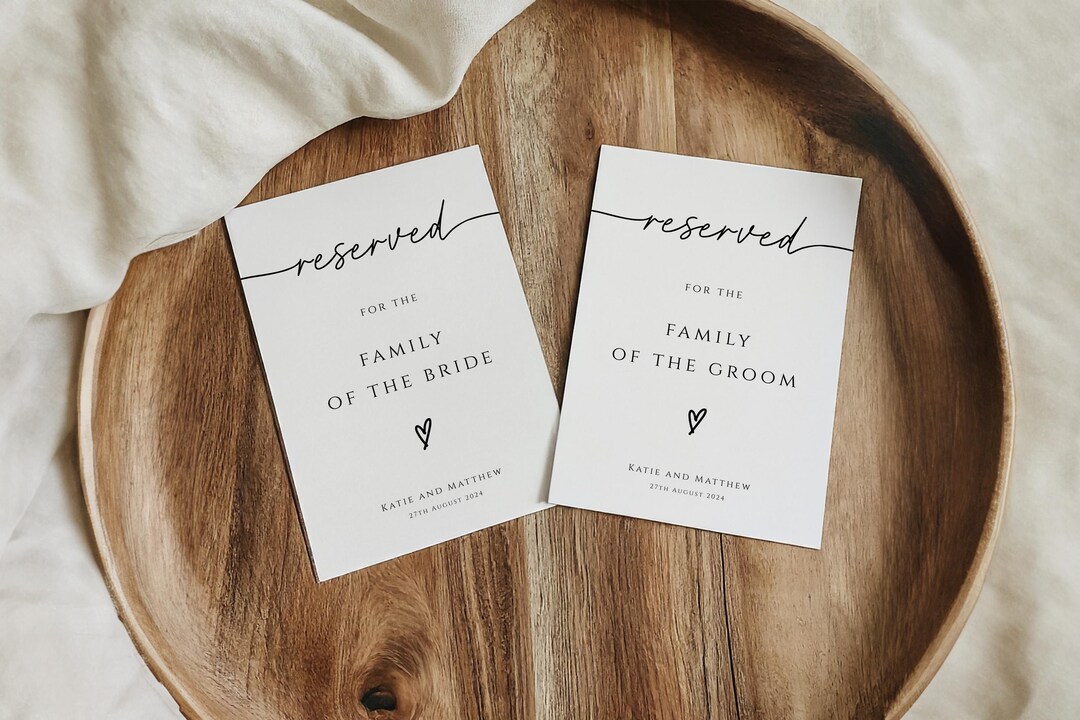 Wedding Reserved Ceremony Seating Sign Template, Wedding Reserved for ...