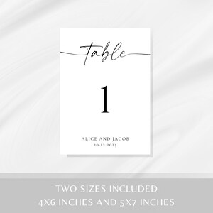 Wedding Table Numbers Printable Template, Editable Black & White Table ...