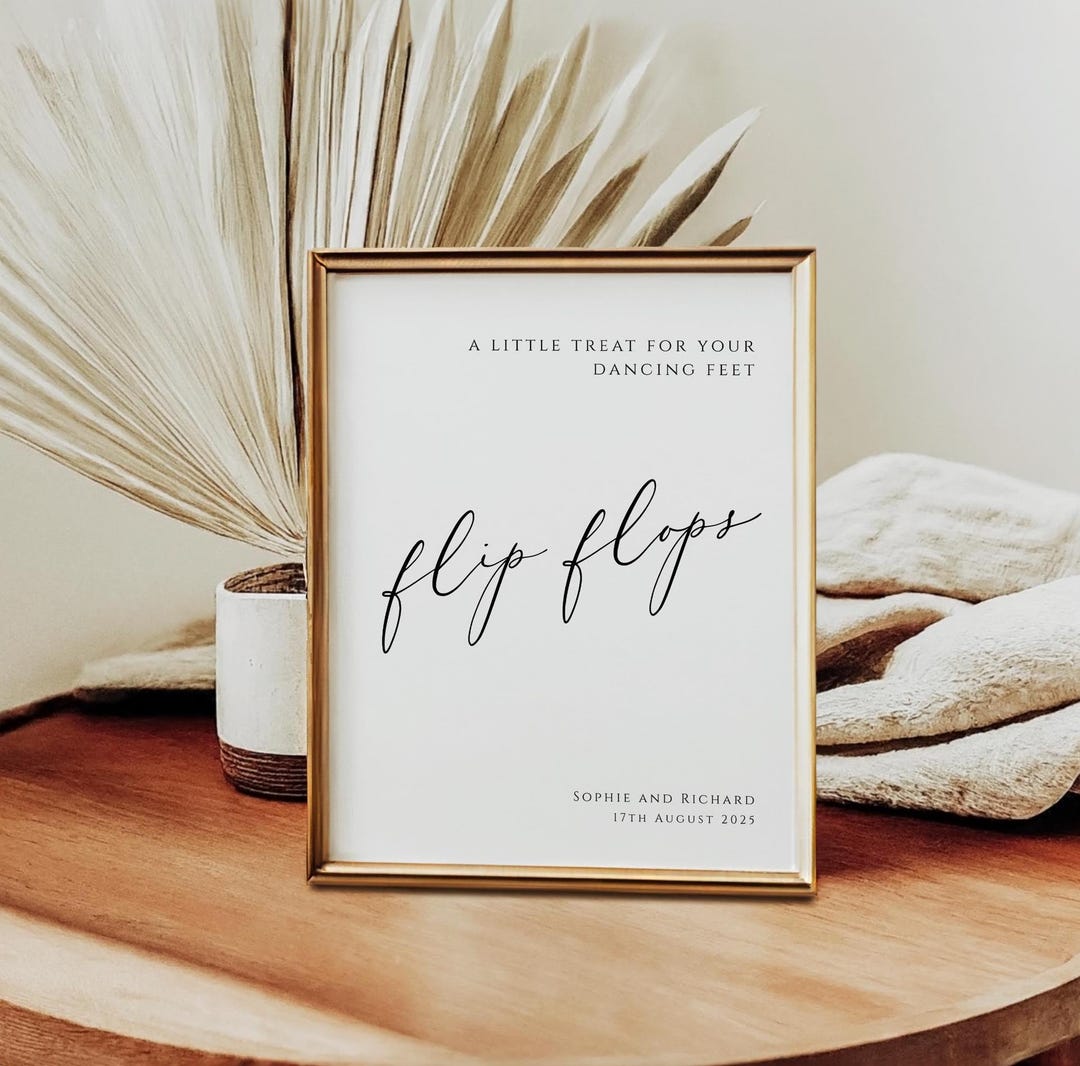 Elegant Flip Flops Sign Template, Wedding Treat for Your Dancing Feet ...