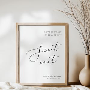 Wedding Sweet Cart Sign Template, Elegant Script Love is Sweet Take a ...