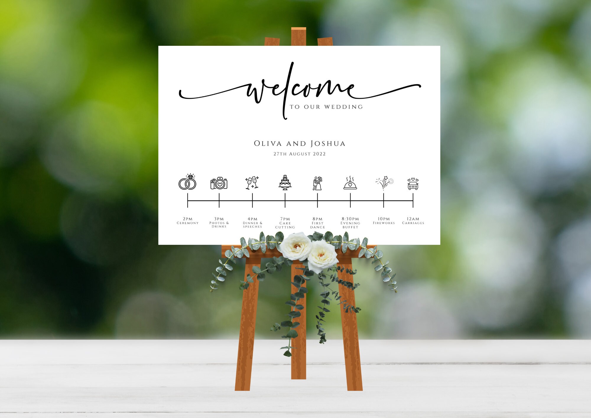 Wedding Welcome Timeline Sign Template With Icons Script - Etsy
