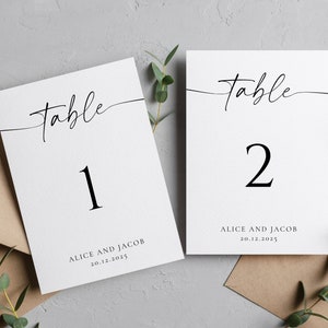 Wedding Table Numbers Printable Template, Editable Black & White Table ...