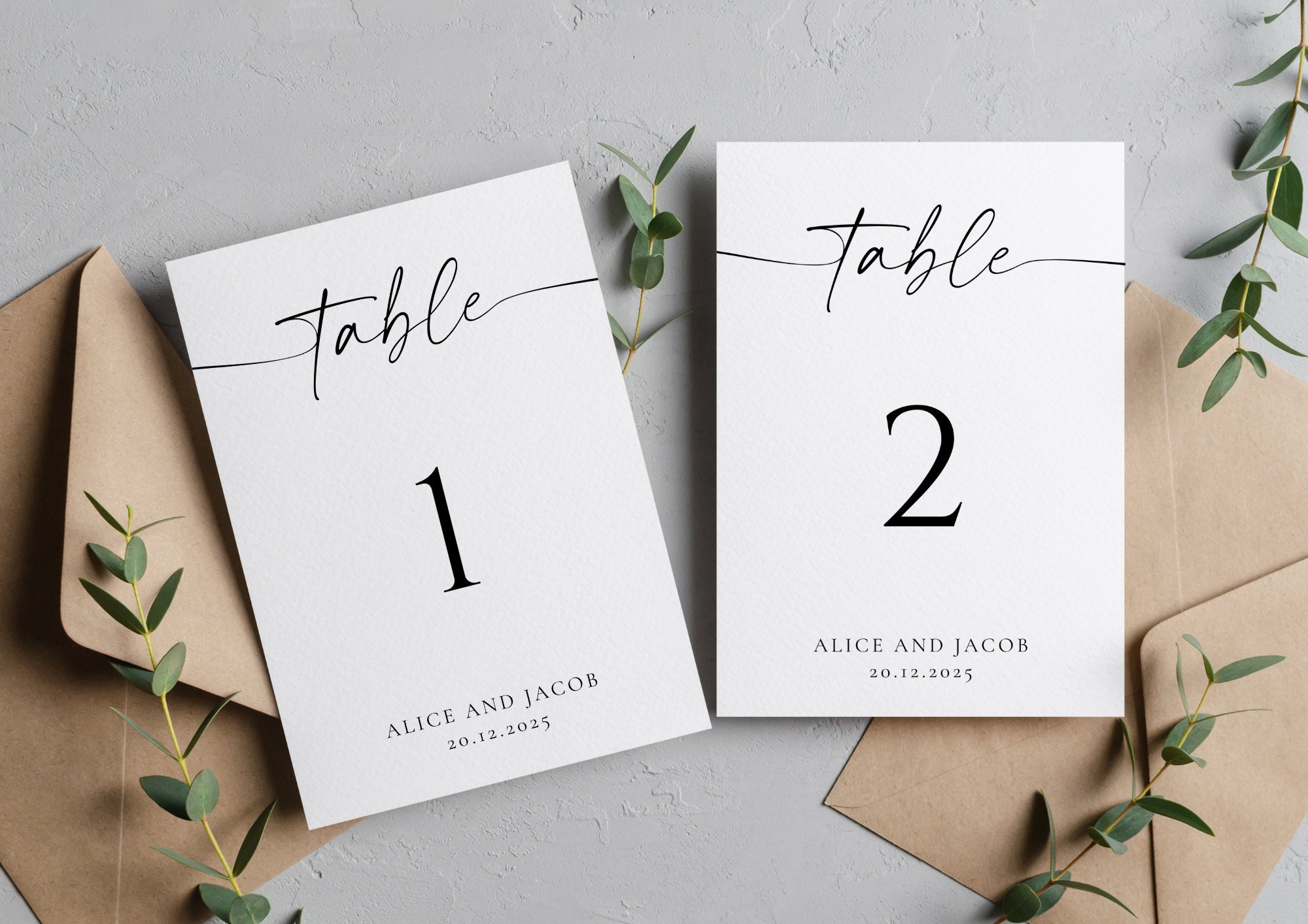 Wedding Table Numbers Printable Template, Editable Black & White Table ...