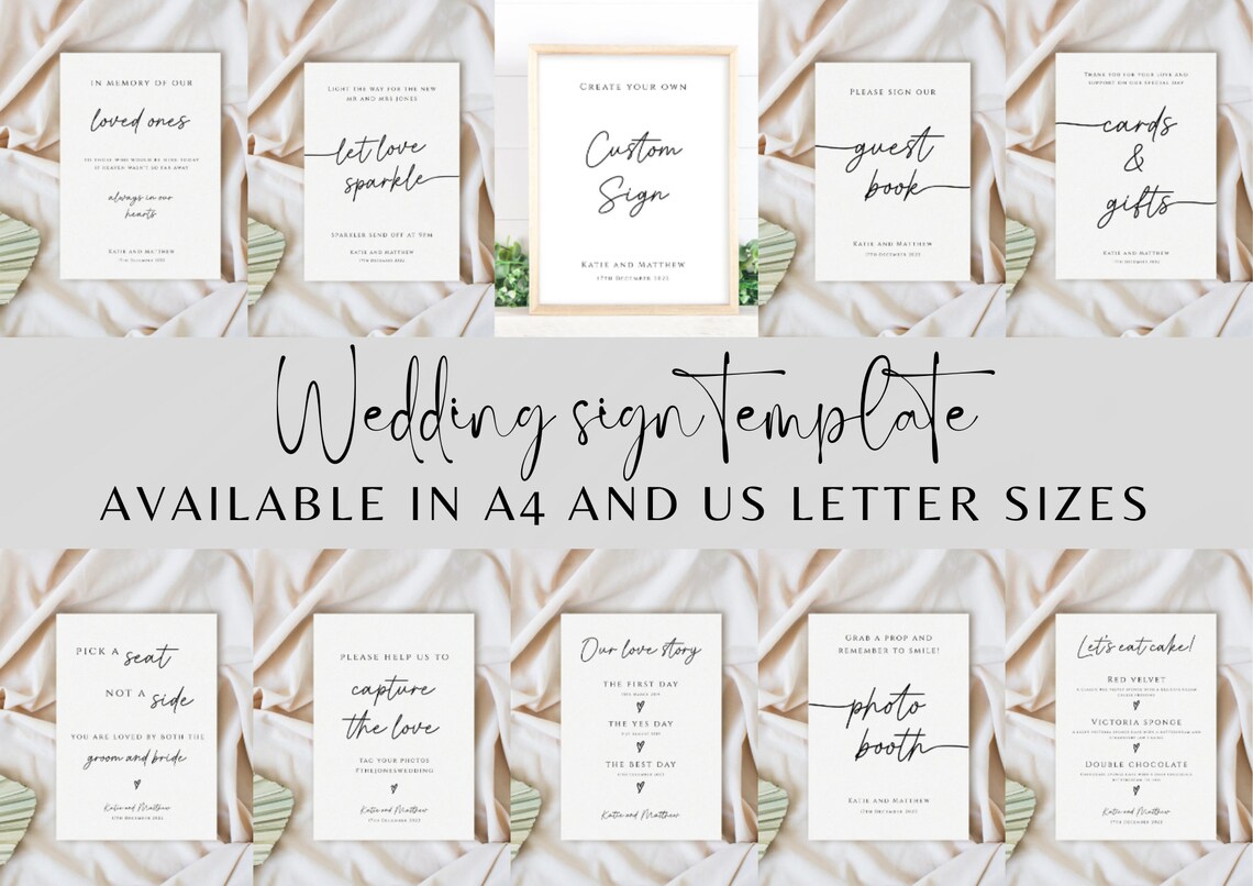 Simple Wedding Template Bundle Diy Wedding Stationary Kit - Etsy UK